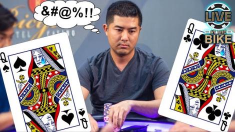 Unlucky River Cards on Live at The Bike Cash Game - PokerTube